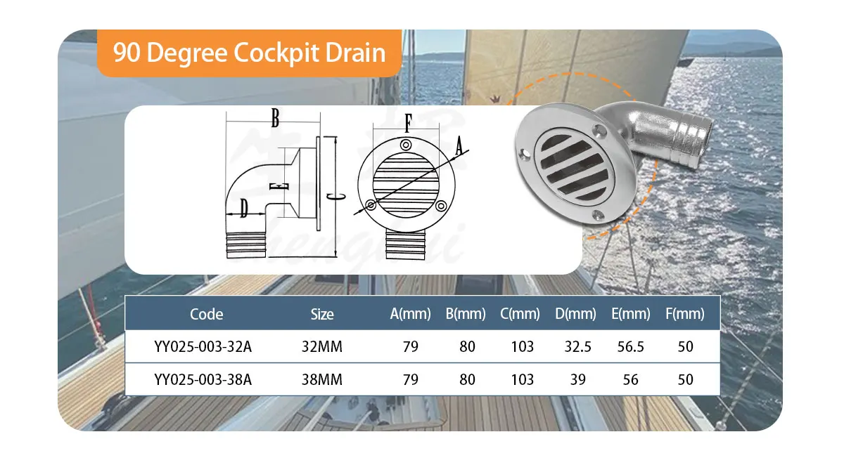 Stainless Steel 316 Marine Grade Marine Boat Deck Drain Scupper 316 ...