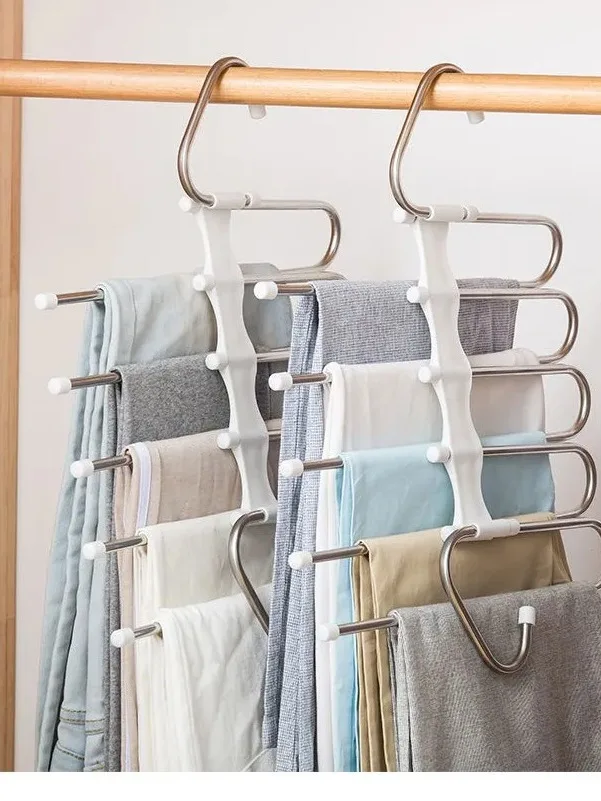 Household Adjustable Stainless Steel Trouser Pants Hanger Storage Rack ...