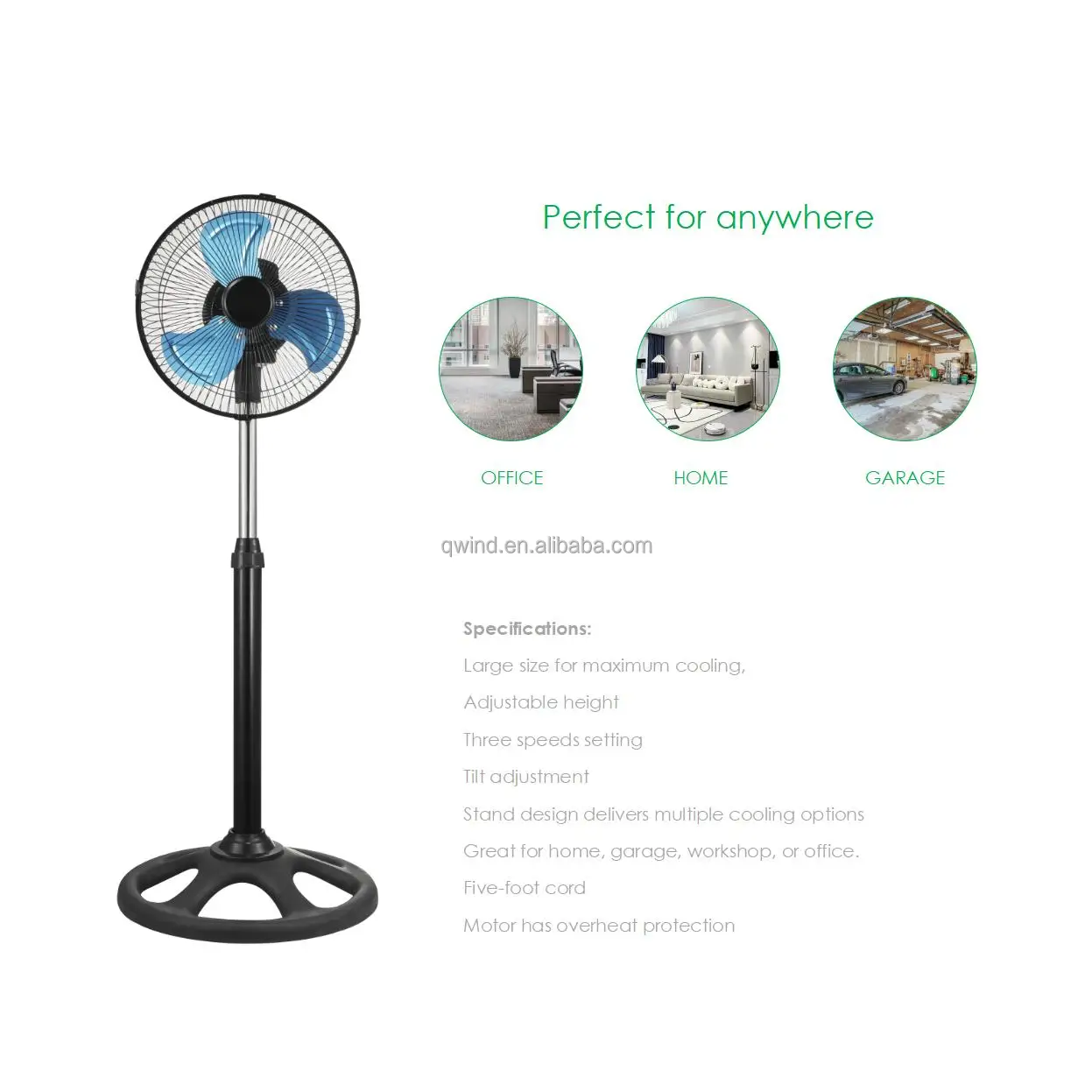 High Speed Gear Ball 10'' Stand Fan with Different Colors and 3 ...