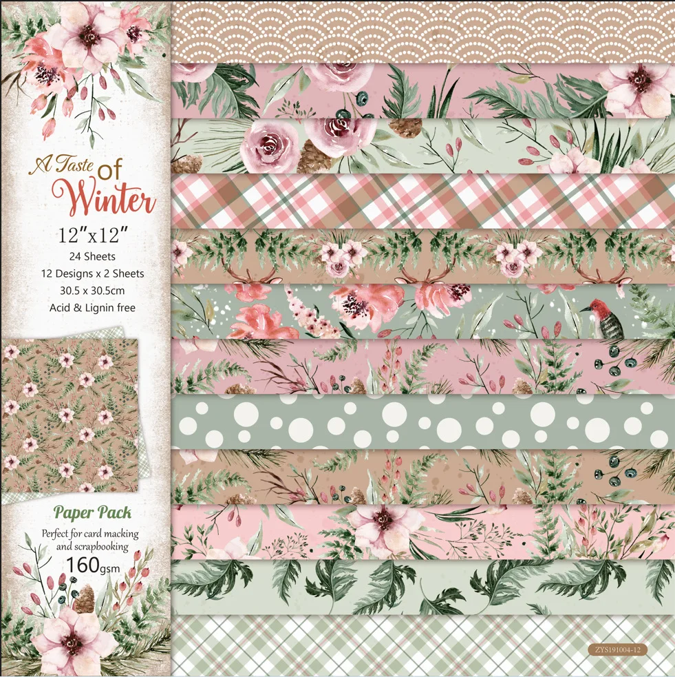 12X12" Craft Scrapbook Pattern Paper Girly DIY Hand Account Decoration ...