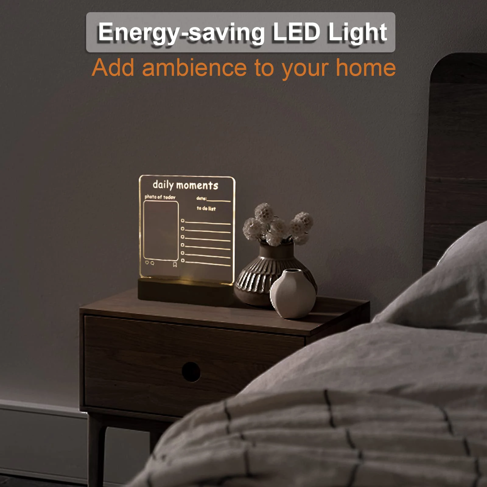 Custom Clear Acrylic Desktop LED Light-up Note Memo Board