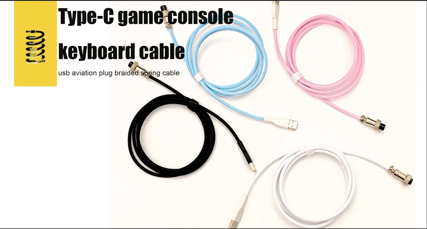 Type-c Game Console Keyboard Cable Usb Aviation Plug Braided Spring ...