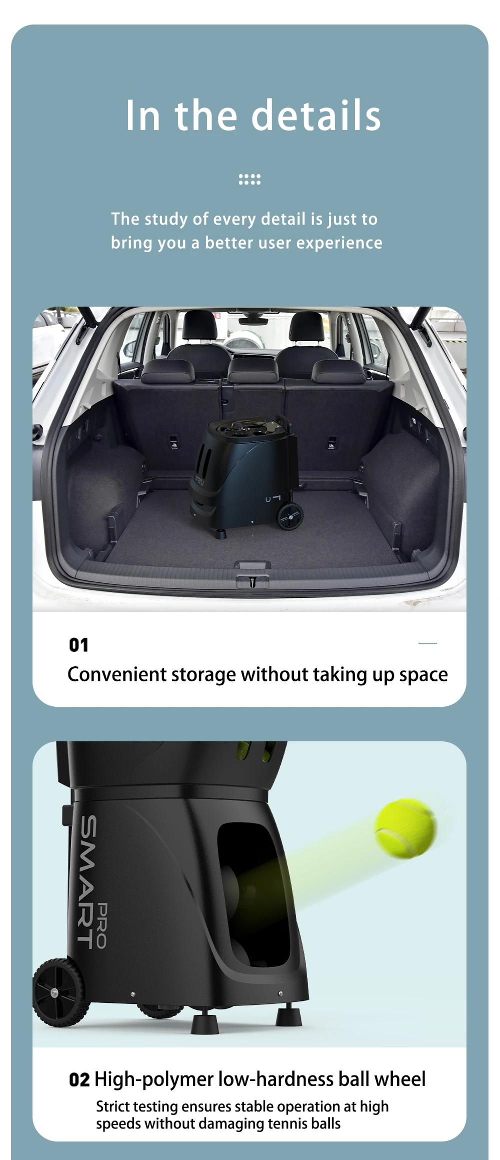 PT-SMART PRO Tennis Ball Machine with APP Control | Portable and ...