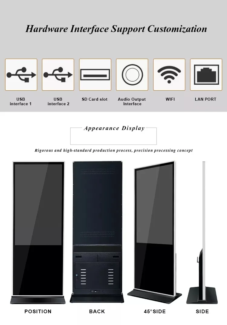 55 Inch Floor Stand Digital Signage And Displays Android /pc Touch ...