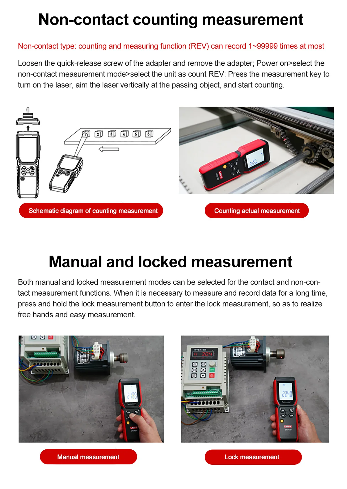 UNI-T UT372D Speed Tachometer - 2-in-1 Laser Tachometer