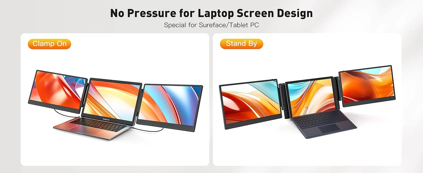 Portable Monitor for Laptop 14 Inch Triple Monitor Screen Extender Plug ...