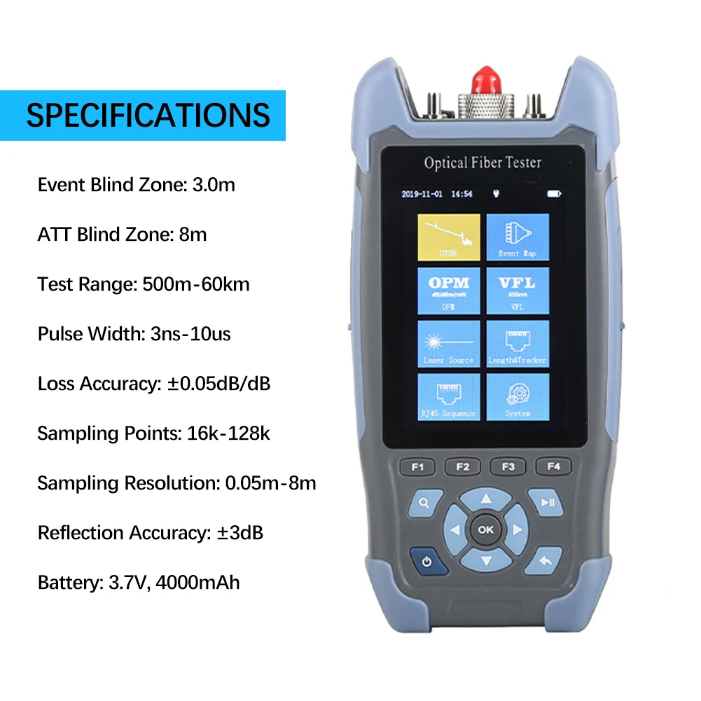 Multifunction Mini OTDR Fiber Optic Reflectometer with 8 Functions VFL ...