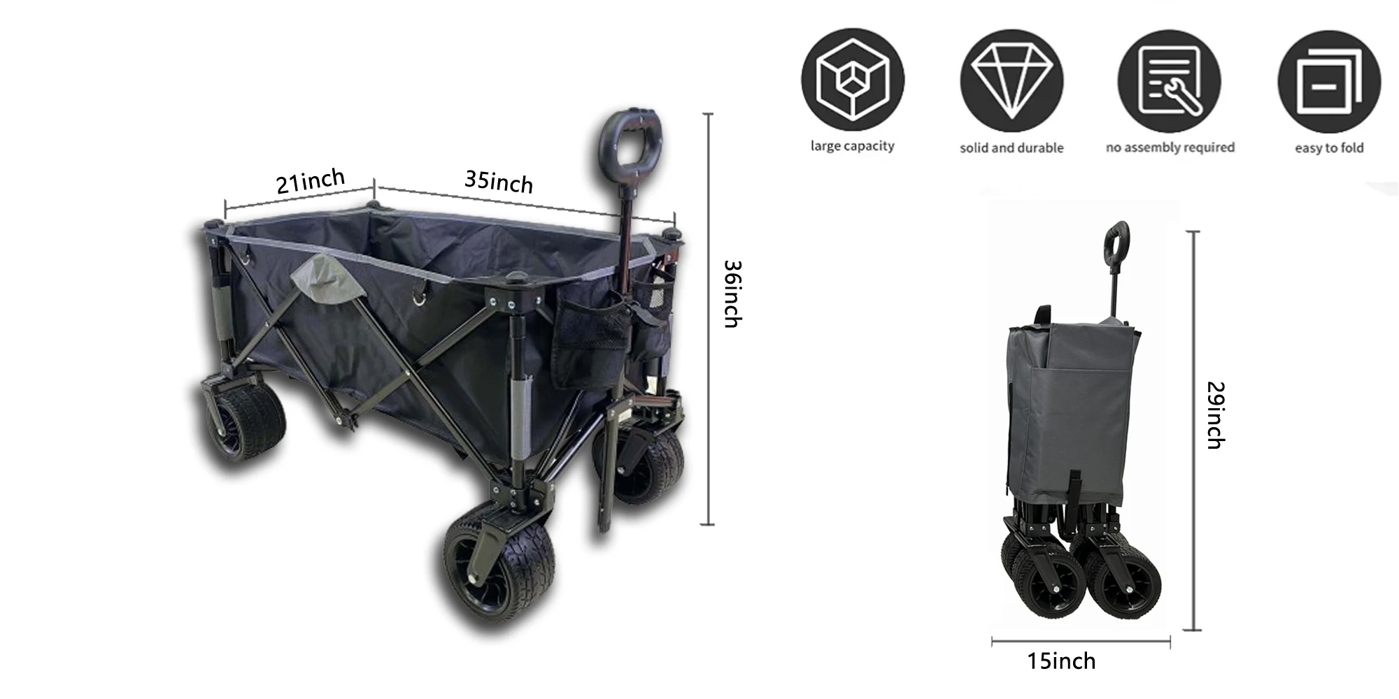 Collapsible Stainless Steel Four-Wheel Folding Trolley Cart Durable ...