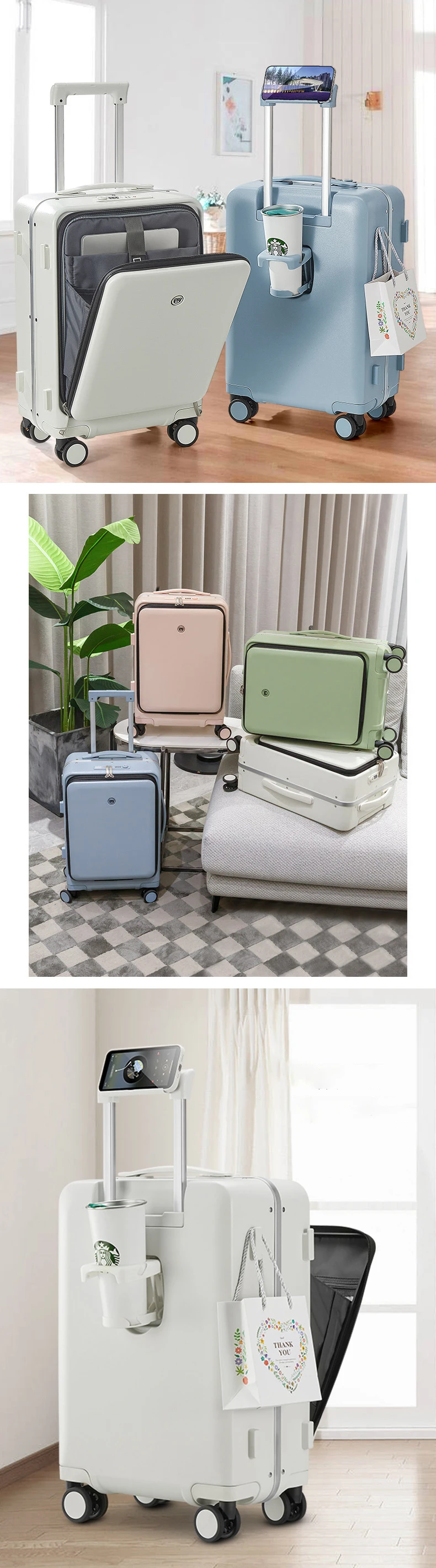 2023 New Design Multifunctional Front Open Luggage Aluminum Suitcase ...