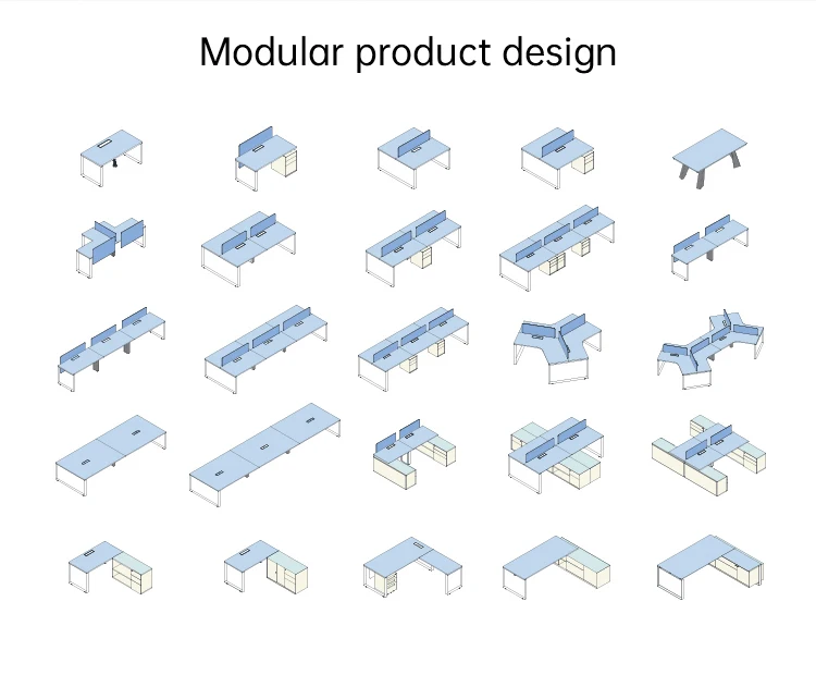 Modular Office Table Double Workstation Desk with MFC Surface and Iron ...