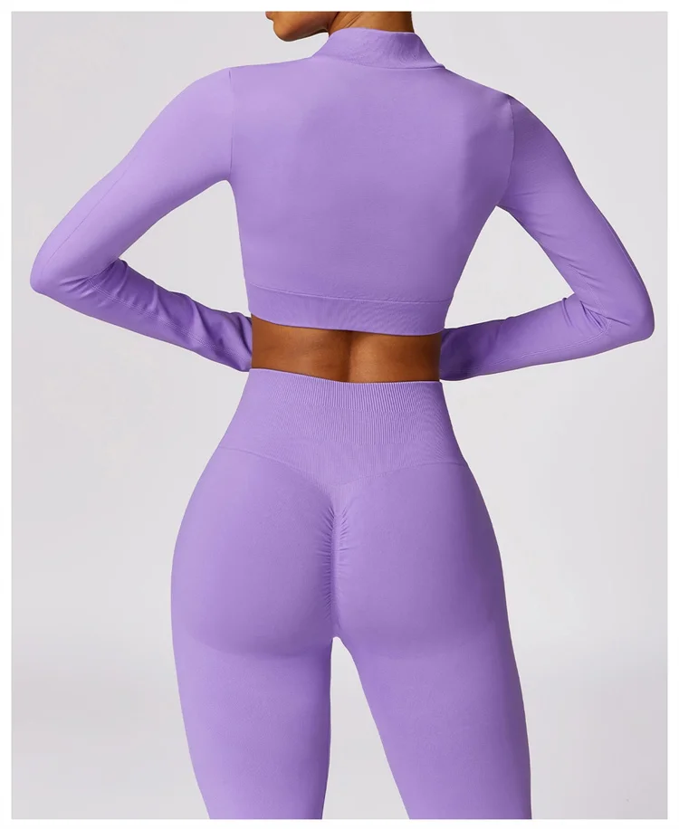 Seamless Female 2 Piece Gym Set Women Yoga Set Workout Tracksuit Fitness Sport Flared Pants Long ...