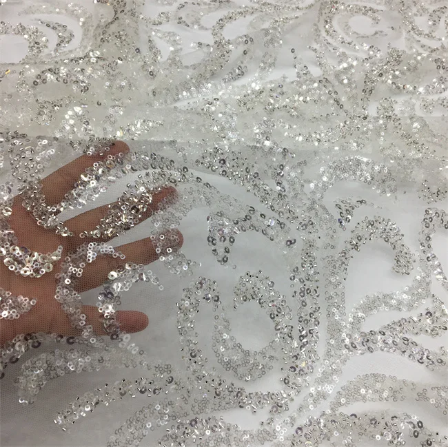 New Design Rhinestone Mesh Fabric Wedding Crystal Sequined 3d Beaded ...