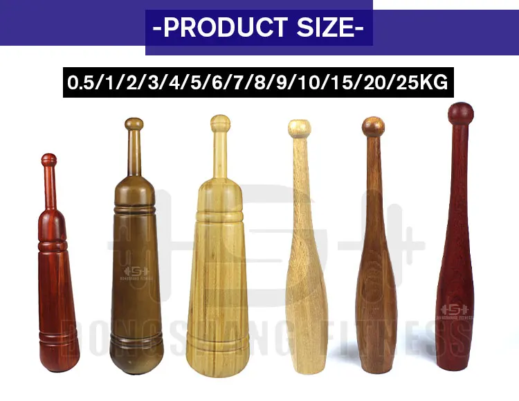 Dongshang Wooden Macebell Indian Clubs for Shoulder Conditioning