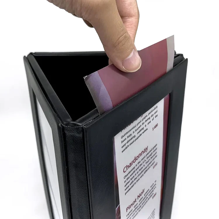 Restaurant Menu Display Holder 3 View Triangular Stand Leather Menu ...