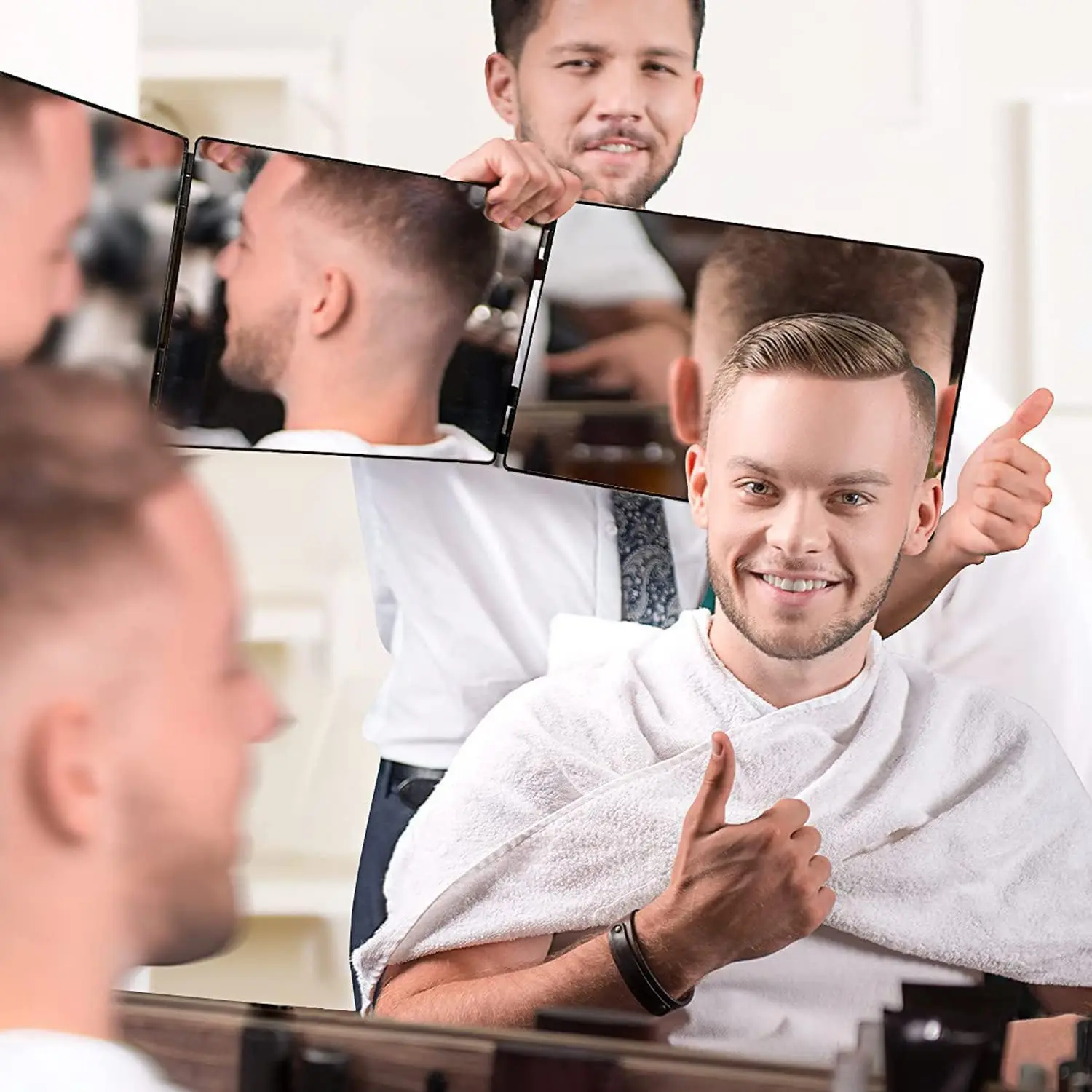 Folding Vanity Mirror Barber Mirror Bracket Three-folding Mirror - Buy ...