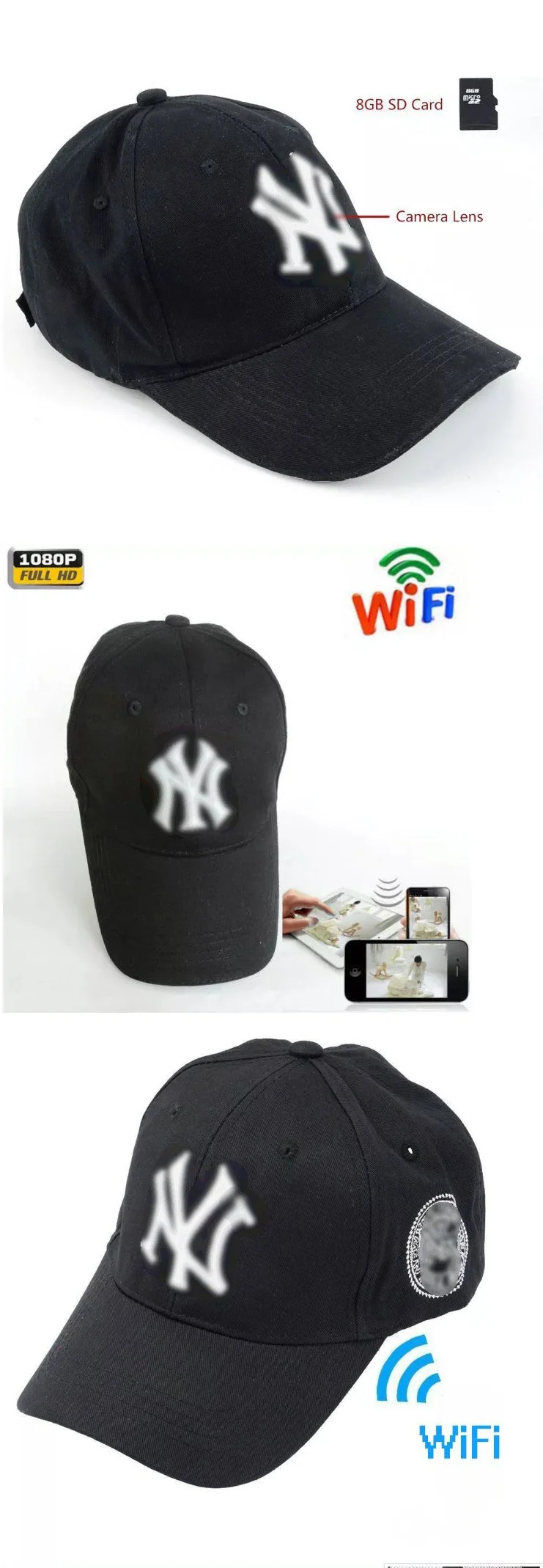 Customized Logo Spy Camera Baseball Hat With Hidden Camera - Buy Spy ...