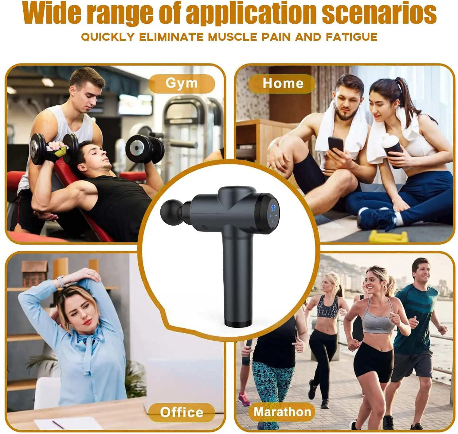 Phenitech New Massage Gun Wireless Electric Full Body Handheld Massager Gun Cordless Fascia