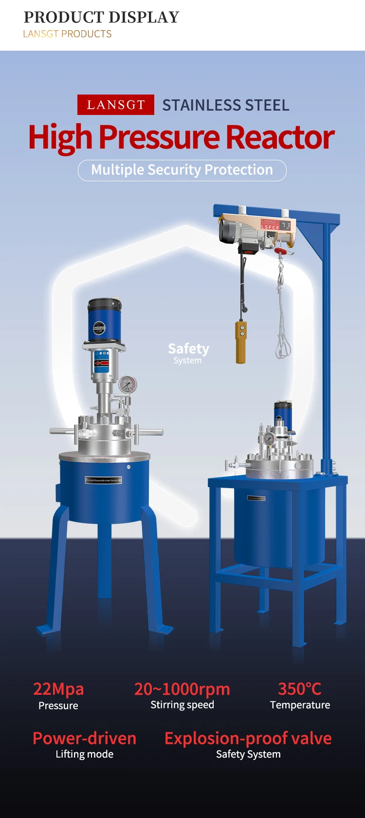 50ML-100L Lansgt Hydrothermal Synthesis Stirring Reactor