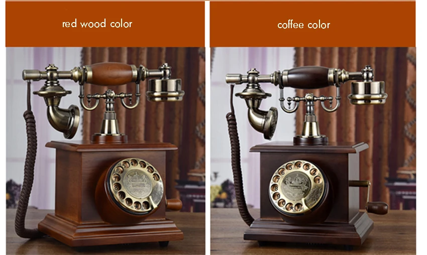 Classic Wooden Retro Phone With Rotary Dial And Hang-up Headset,Ideal ...
