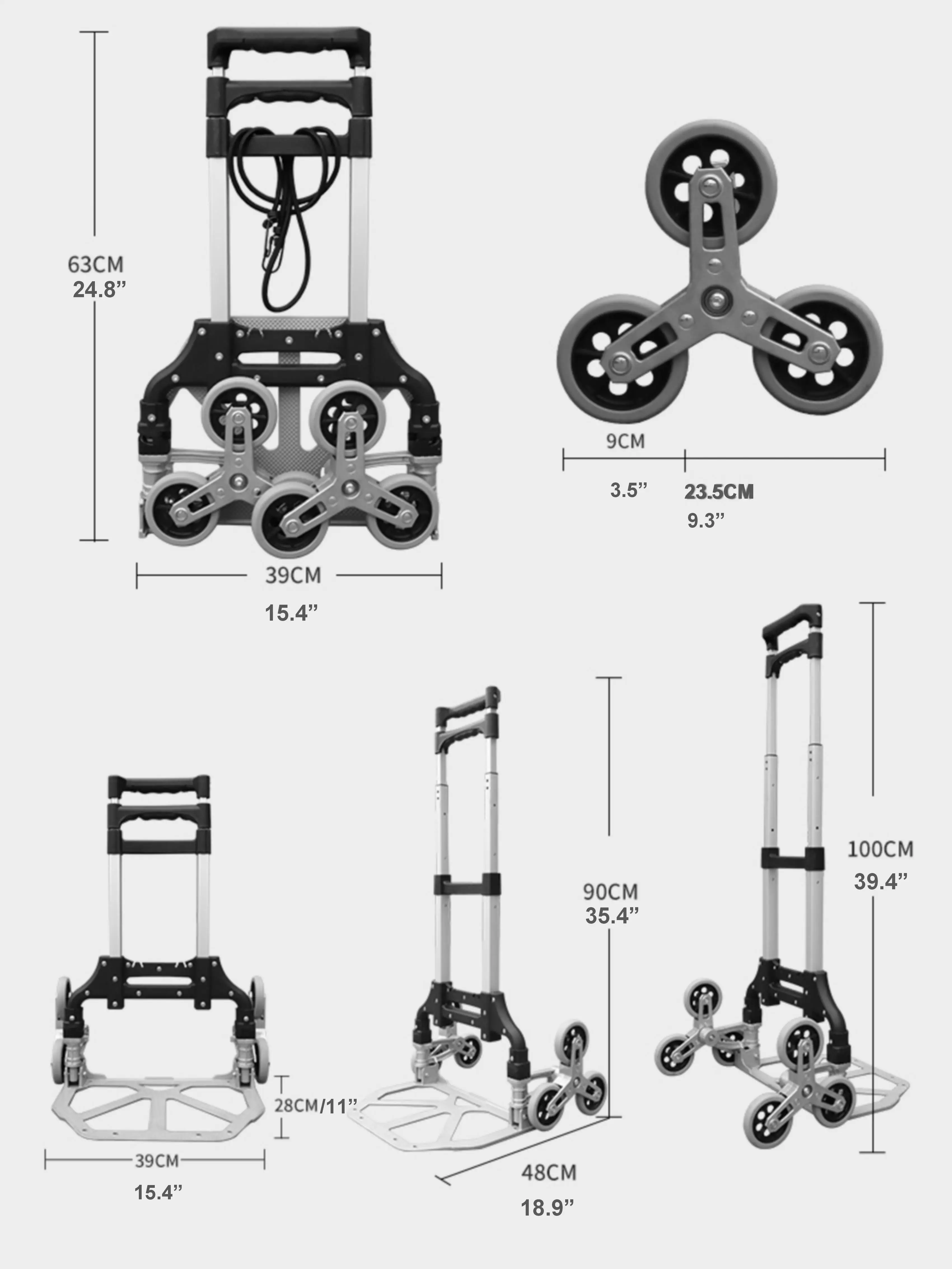 Lightweight 6 Crystal Wheels Portable Hand Truck With 2 Ropes 16 ...