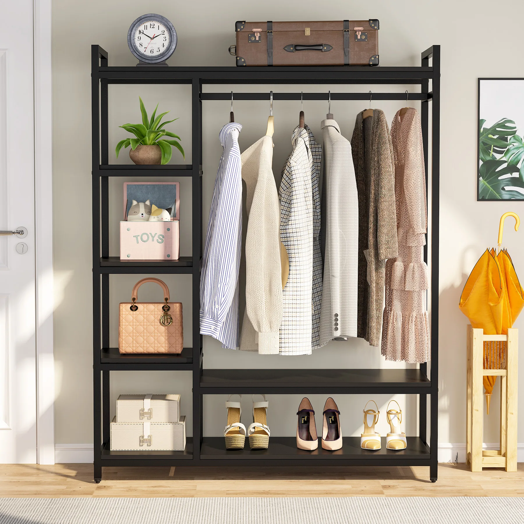 Free-standing Clothes Closet Organizer - 6 Tier Shelves