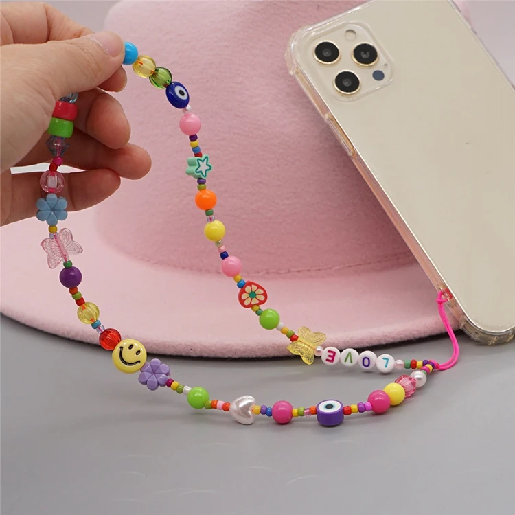 Beaded Phone Charm Lanyard Beaded Phone,Acrylic Beaded Phone Chain ...
