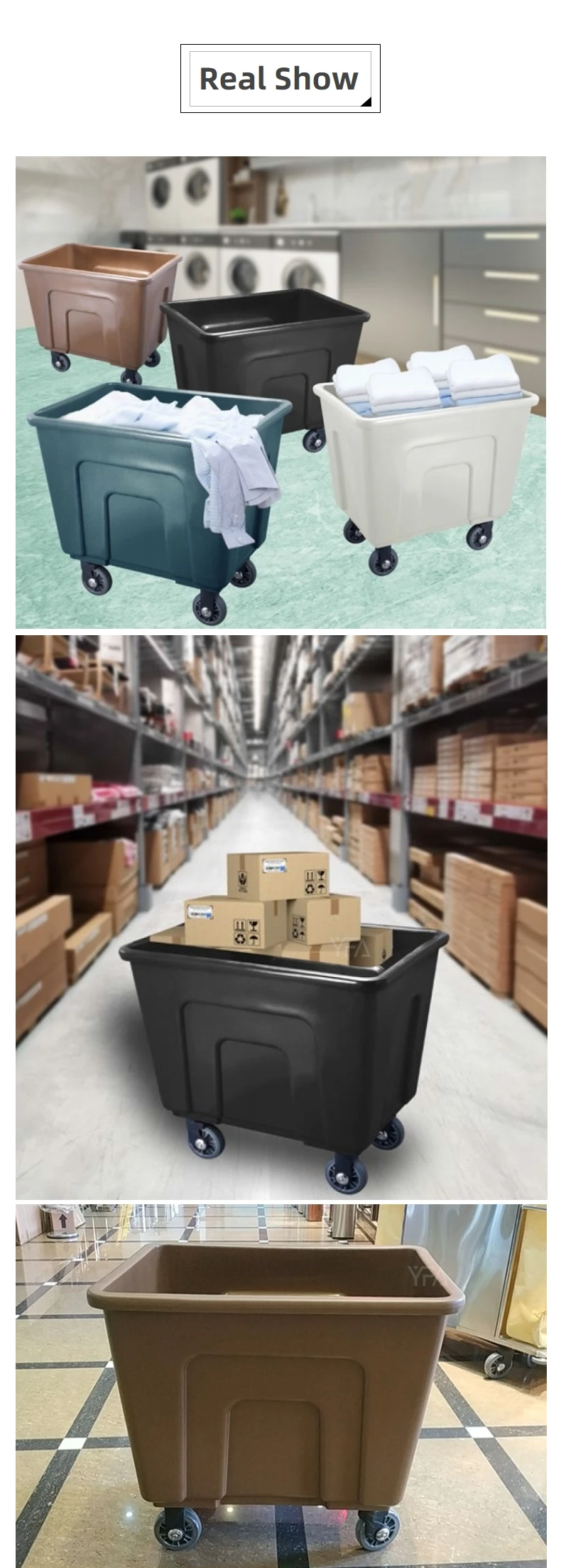 PP Plastic Laundry Cart with Wheels - Hospital & Hotel Use