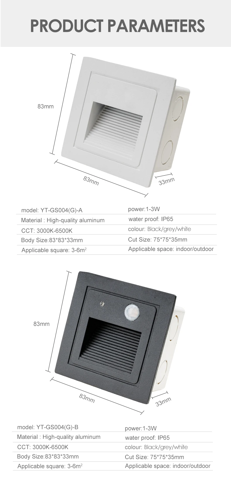 Modern Outdoor Aluminum LED Step Light Warm White Recessed Garden Wall ...