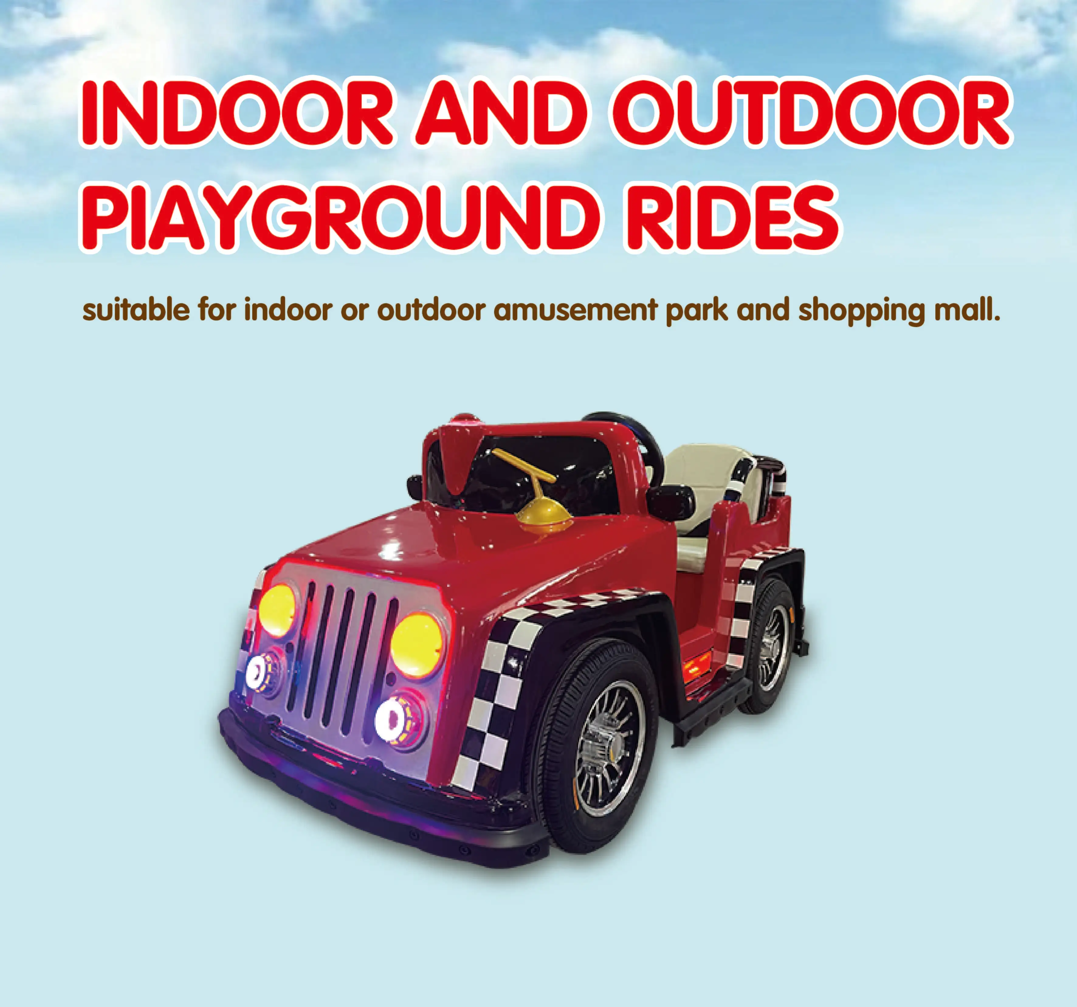 Hot Amusement Park Red Jeep Kids Electric Ride-on Cars 2 Seater Kiddie ...