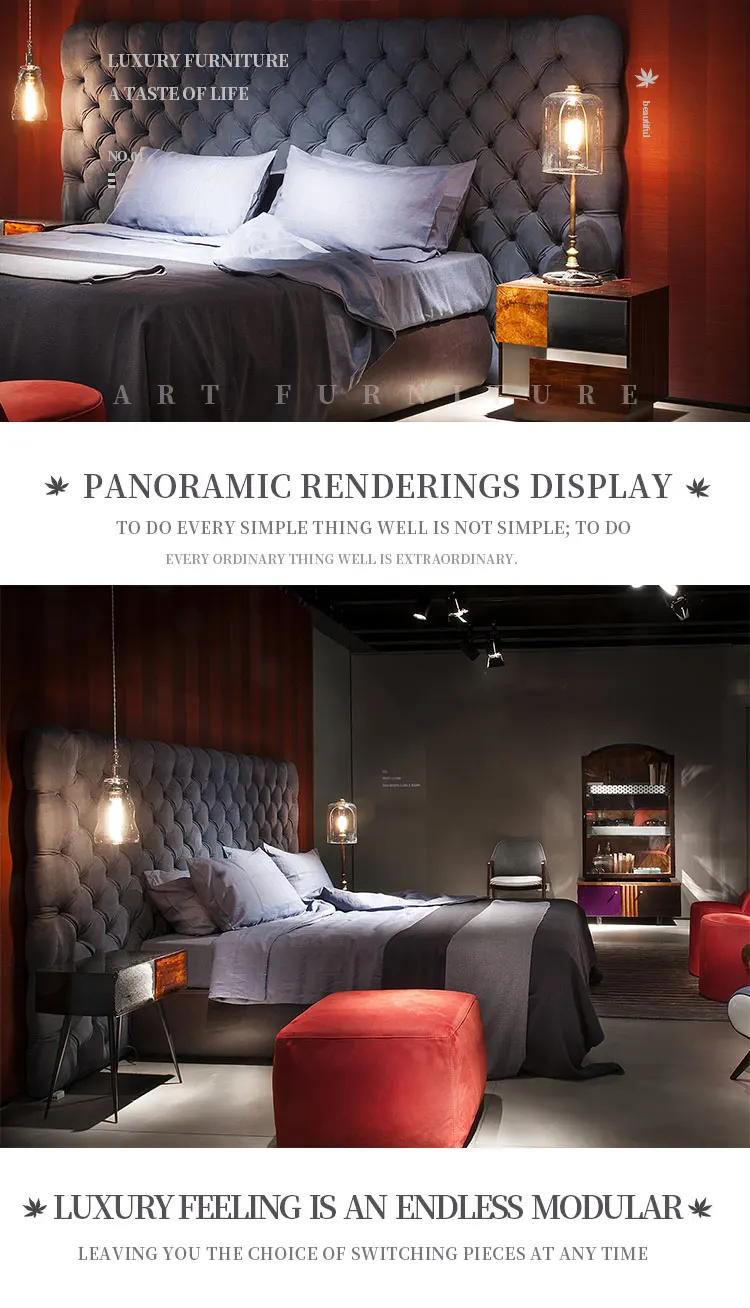 Italian Bed Set Furniture Bedroom king Size Modern Latest Double Bed ...
