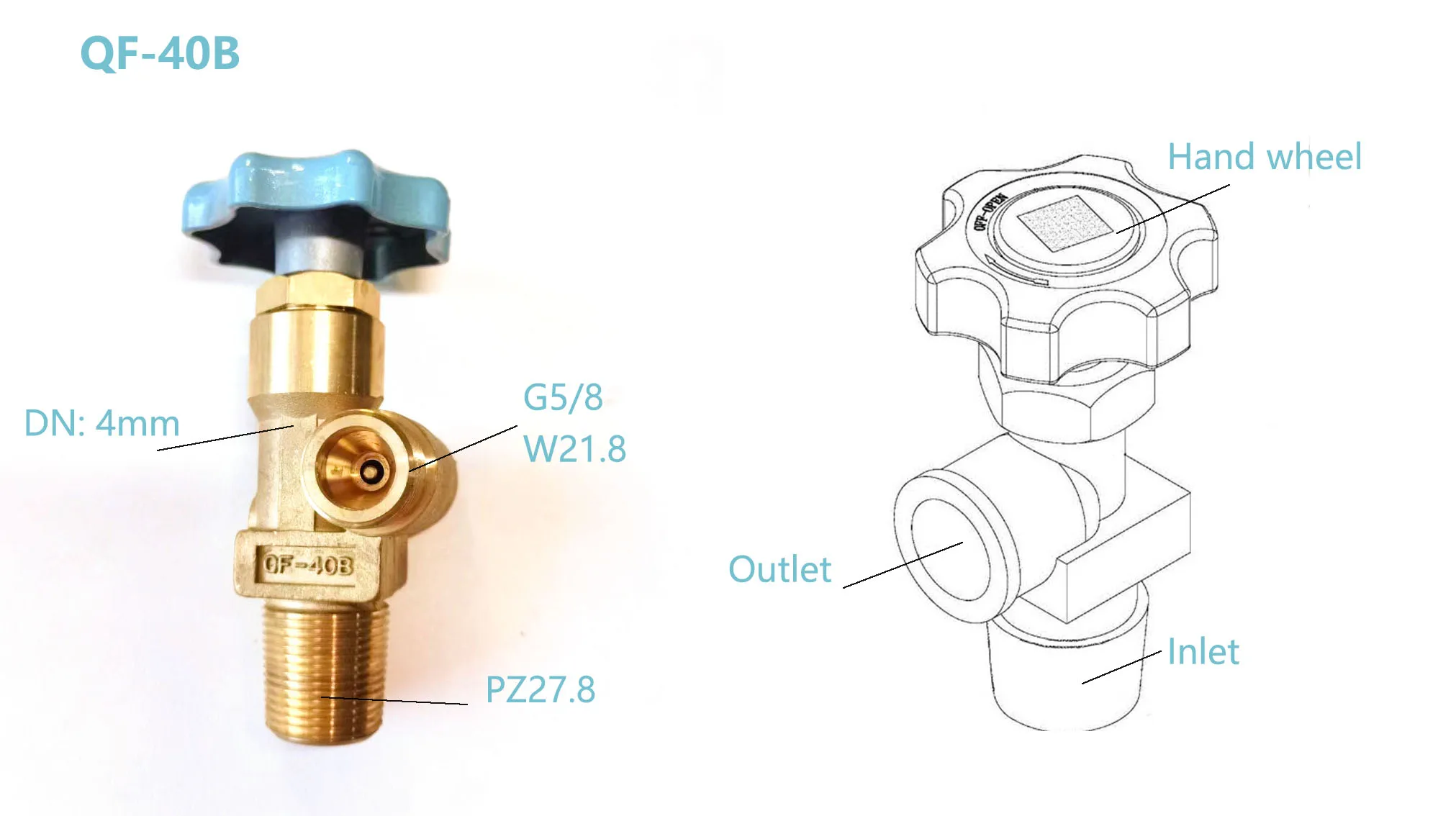 Gas Cylinder Valve Qf-40b Qf-40 Brass Carbon Dioxide Liquefied Cylinder ...