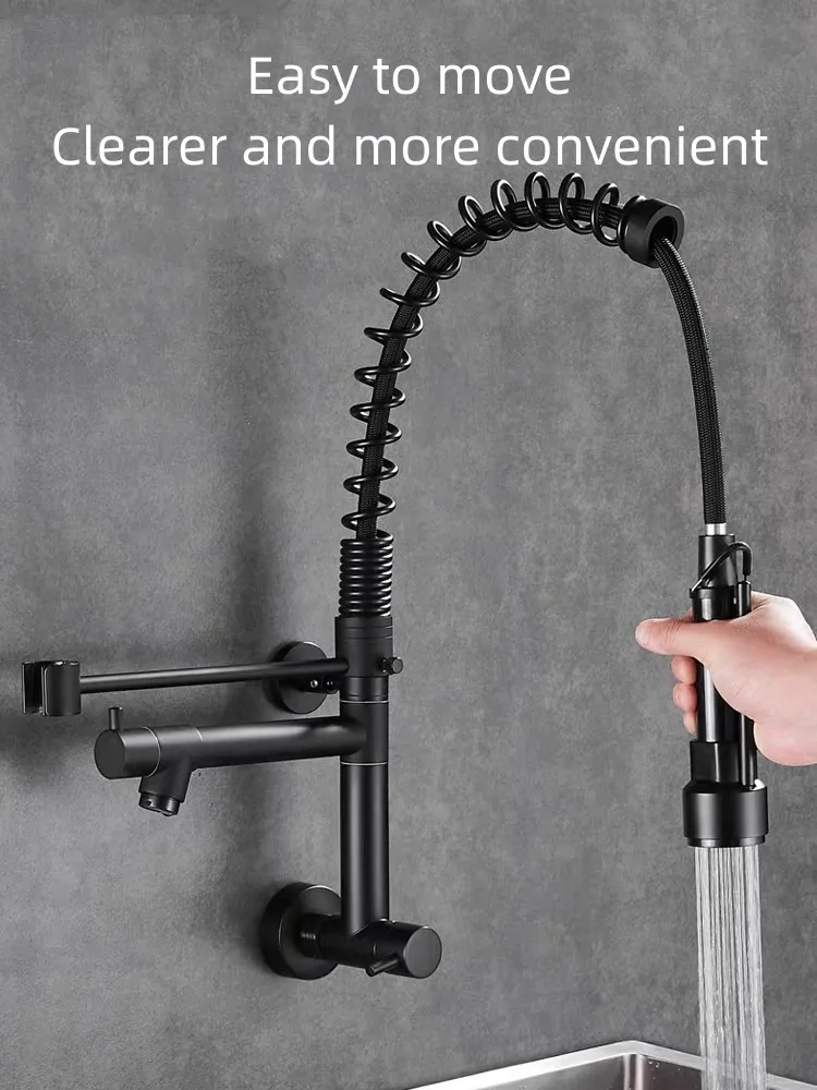 Commercial Flexible Pull Down Spray Kitchen Faucets 360 Rotation Matte ...