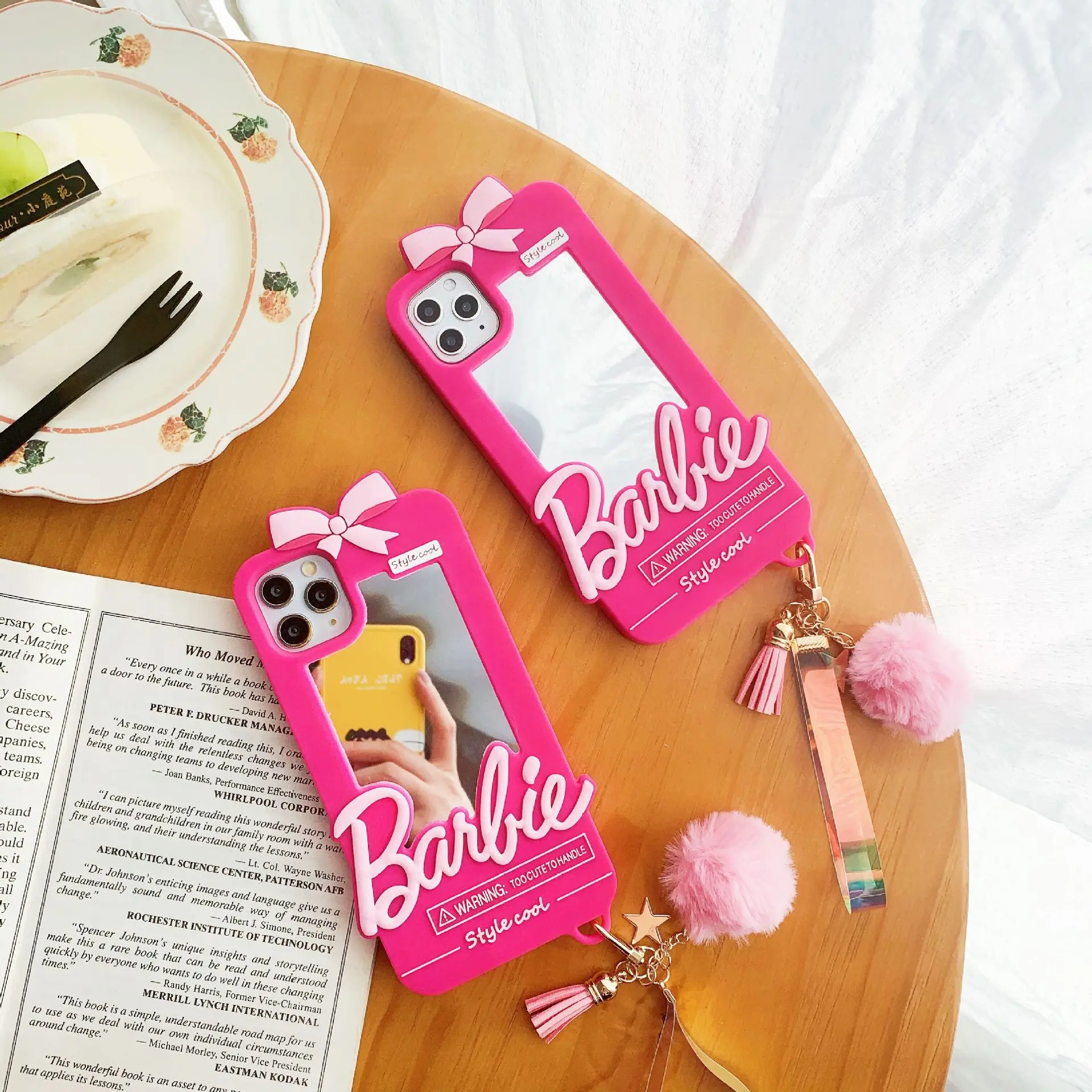 Luxury Girl Lovely Pink Mirror Barbie Cell Phone Case For Phone 14 13 ...
