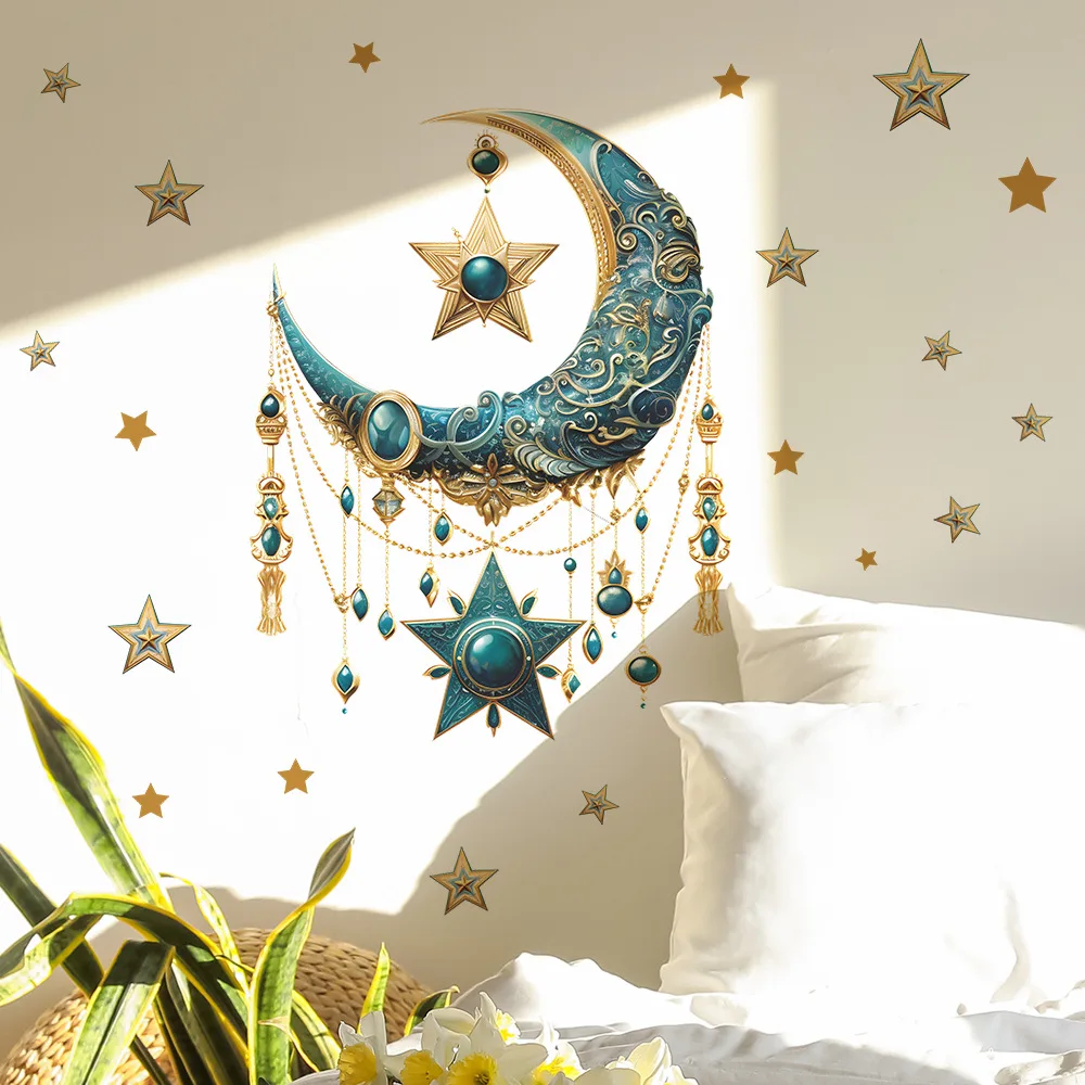 Middle East Luxury Wallpaper Muslim Moon Stars Wall Sticker for Islam ...