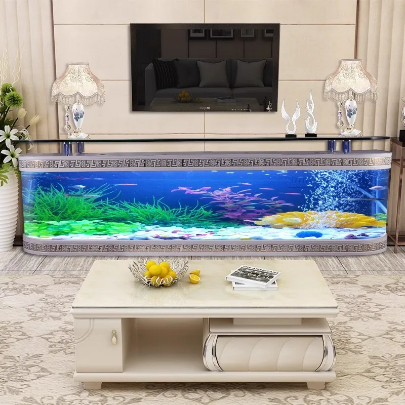 Modern Rectangular Glass Fish Tank Coffee Table for Living Room ...