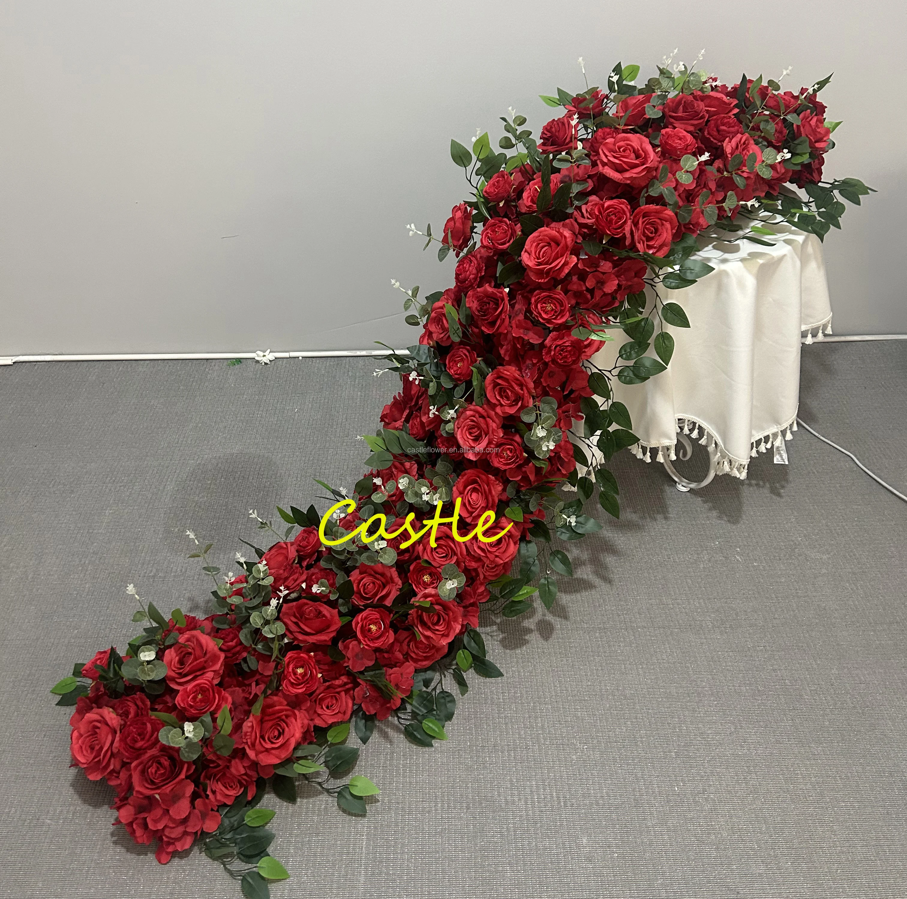 O-R001 Wholesale Silk Faux White Red Purple Flower Runners High Quality ...