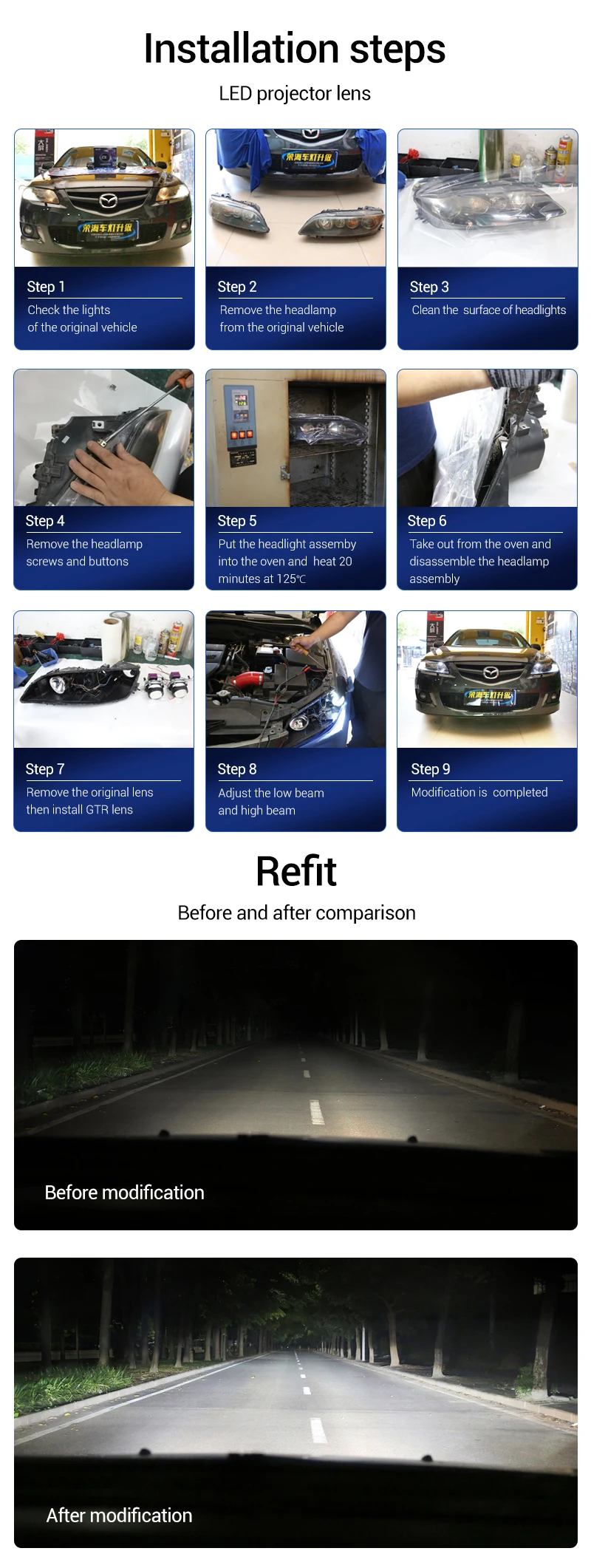 GTR ES6 LED Projector Lenses - Universal, Easy Install