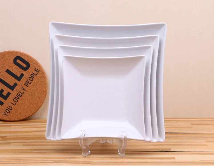 Restaurant Melamine Plain White Square Cater Plate Restaurant White ...