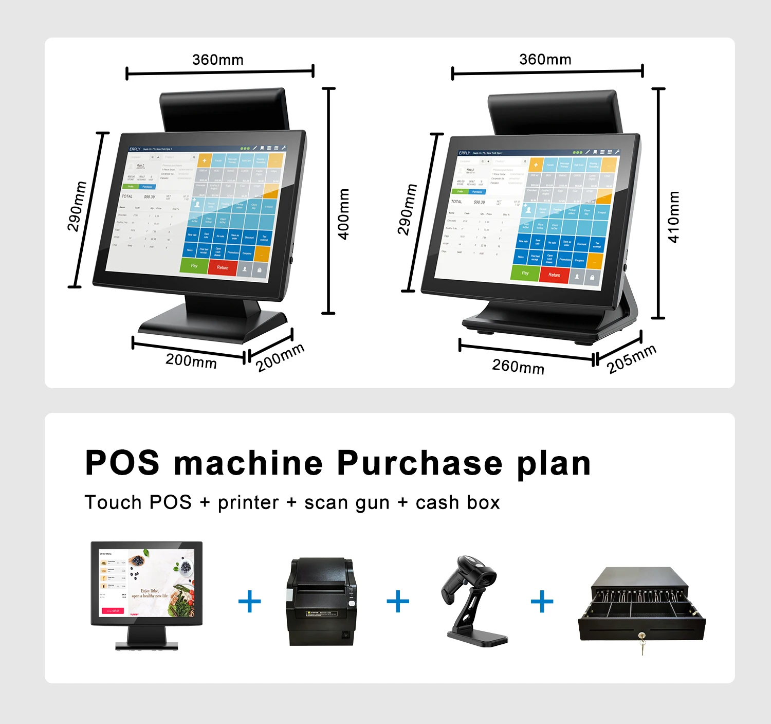 Pinless Posiflex Restaurant V2 Pos Machine with Barcode Scanner