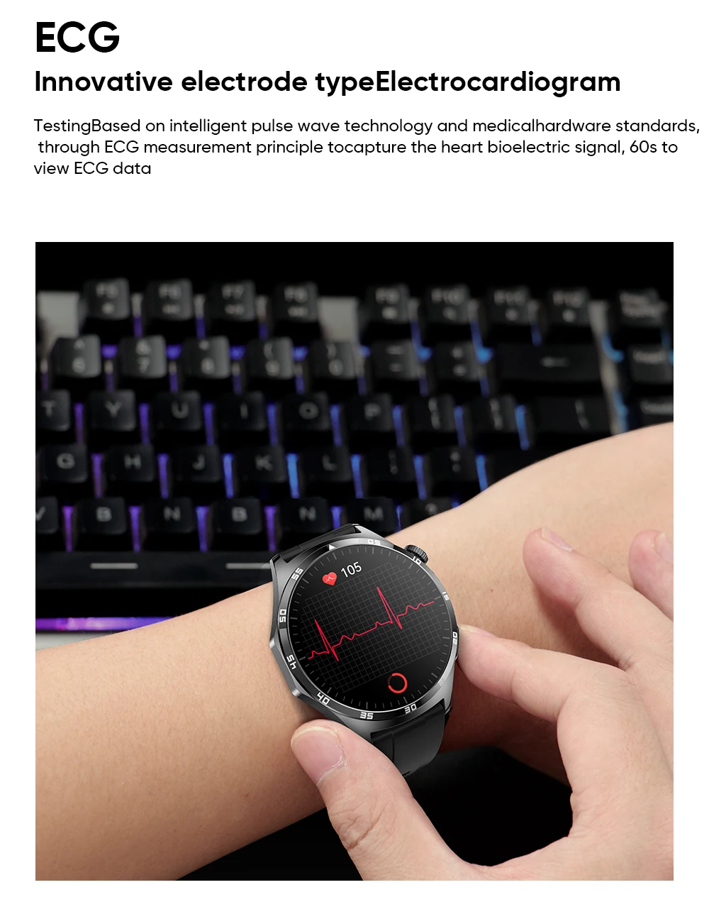 Ecg+ppg Amolen Screen Ai Voice Assistant Bt Call Smart Watch Smartwatch ...