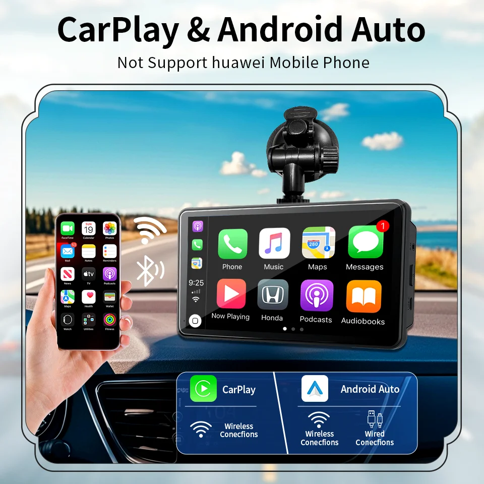 7inch 4K ADAS Dash Cam with Wireless Carplay & Android Auto