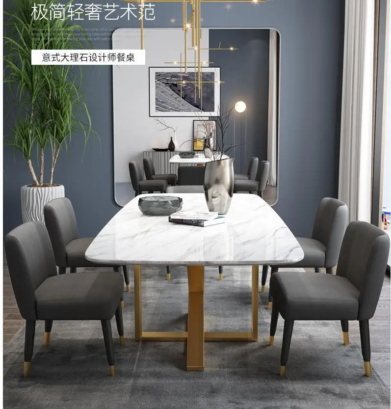 Marble Dining Table Marble Top Dining Table Set Simple Gold Legs Dining ...