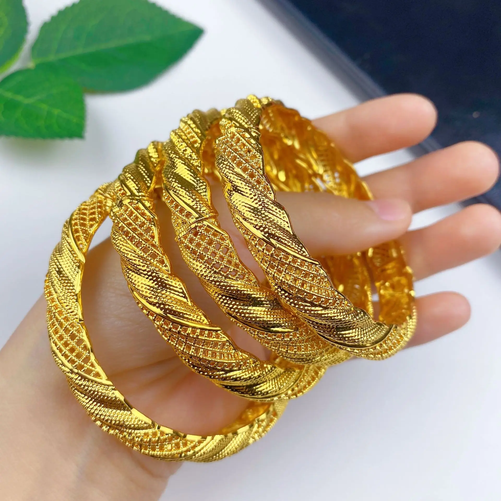 Dubai Bangles 24K Gold Color African Bracelet for Women Wholesale ...