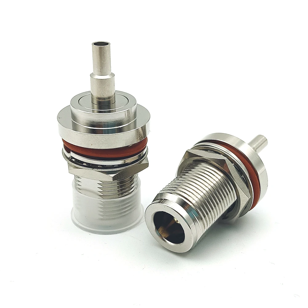 RF Coaxial Cable Terminal Bulkhead Straight Crimp Copper Alloy N Jack ...