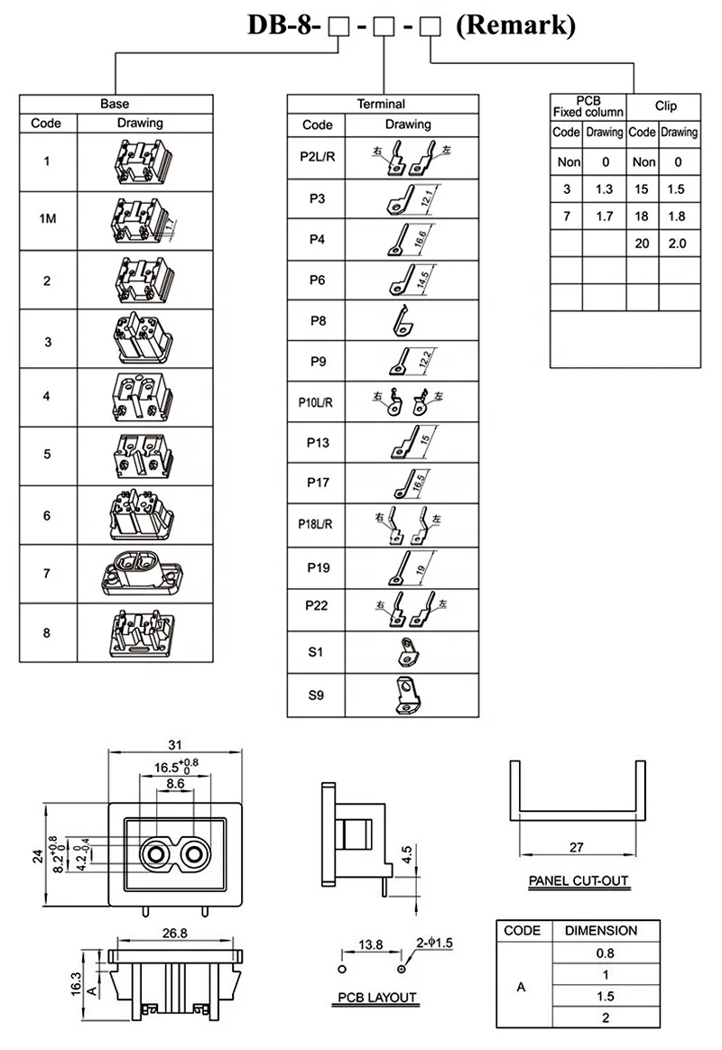 C8 Panel Mount Plug Adapter Iec Inlet Module Plug Power Connector - Buy ...