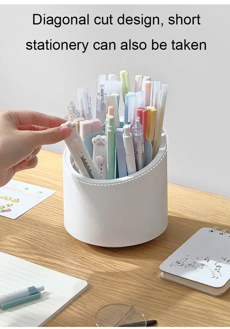 Transparent Cover 360 Rotating Cylinder Case for Office