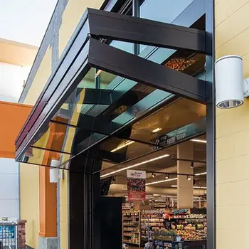 Prima Storefront Vertical Push Up White Aluminum Tempered Glass ...