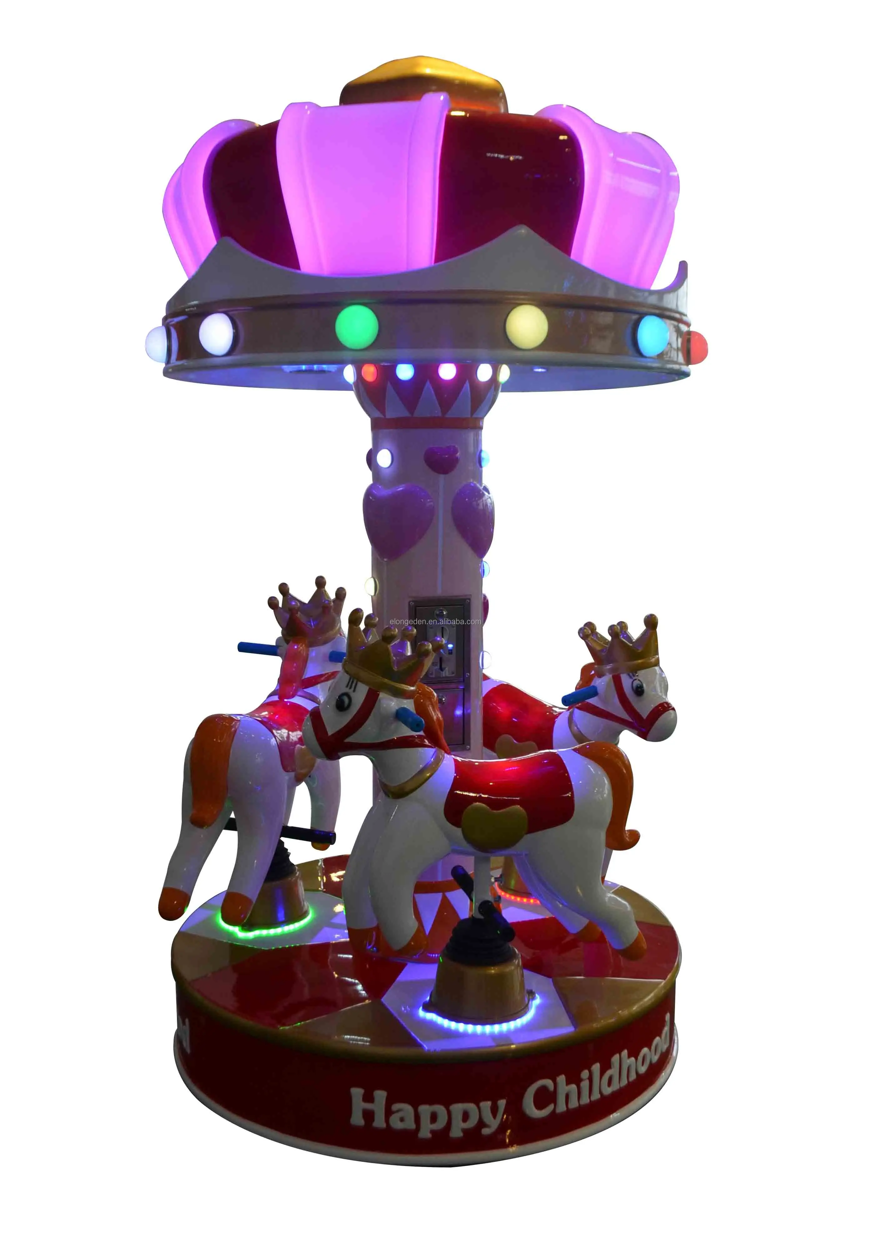 Kids Carousel Ride Amusement Park Carousel 3 Seats Mini Carousel For ...