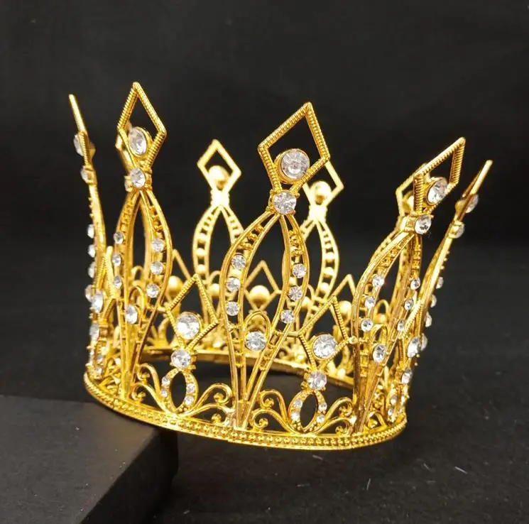 Mini Tiara Cake Topper Gold Crystal Vintage Wedding Cake Crown Birthday ...