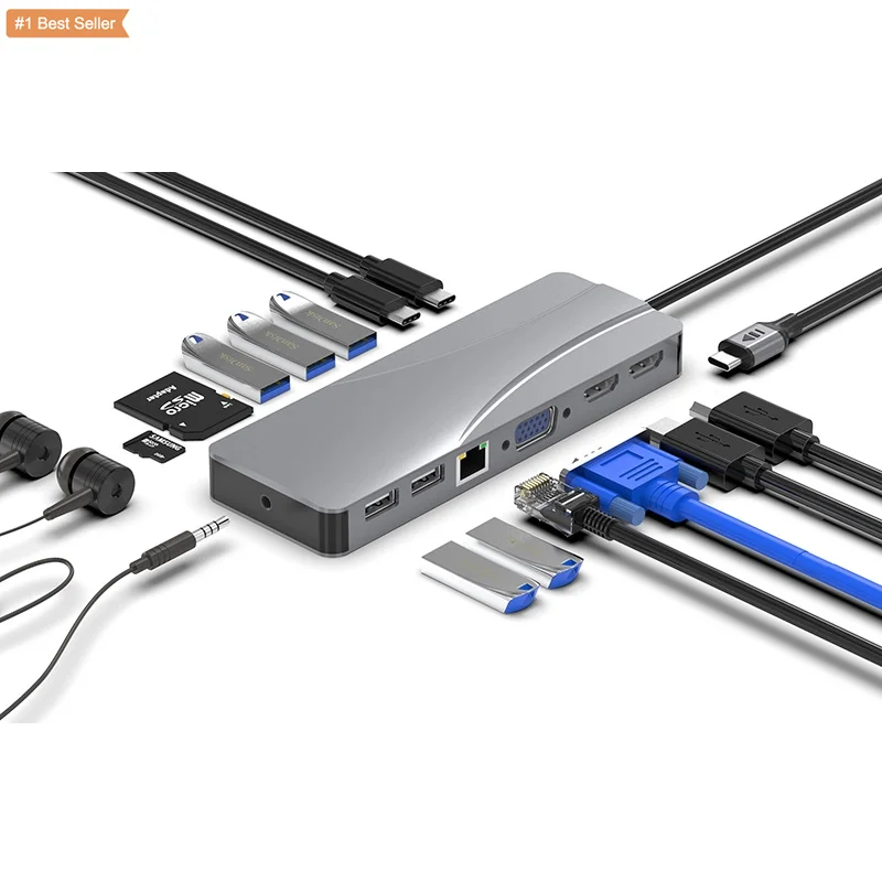 Jumon Docking Station Dual Monitor Laptop14 in 1 USB C Hub Multiport ...